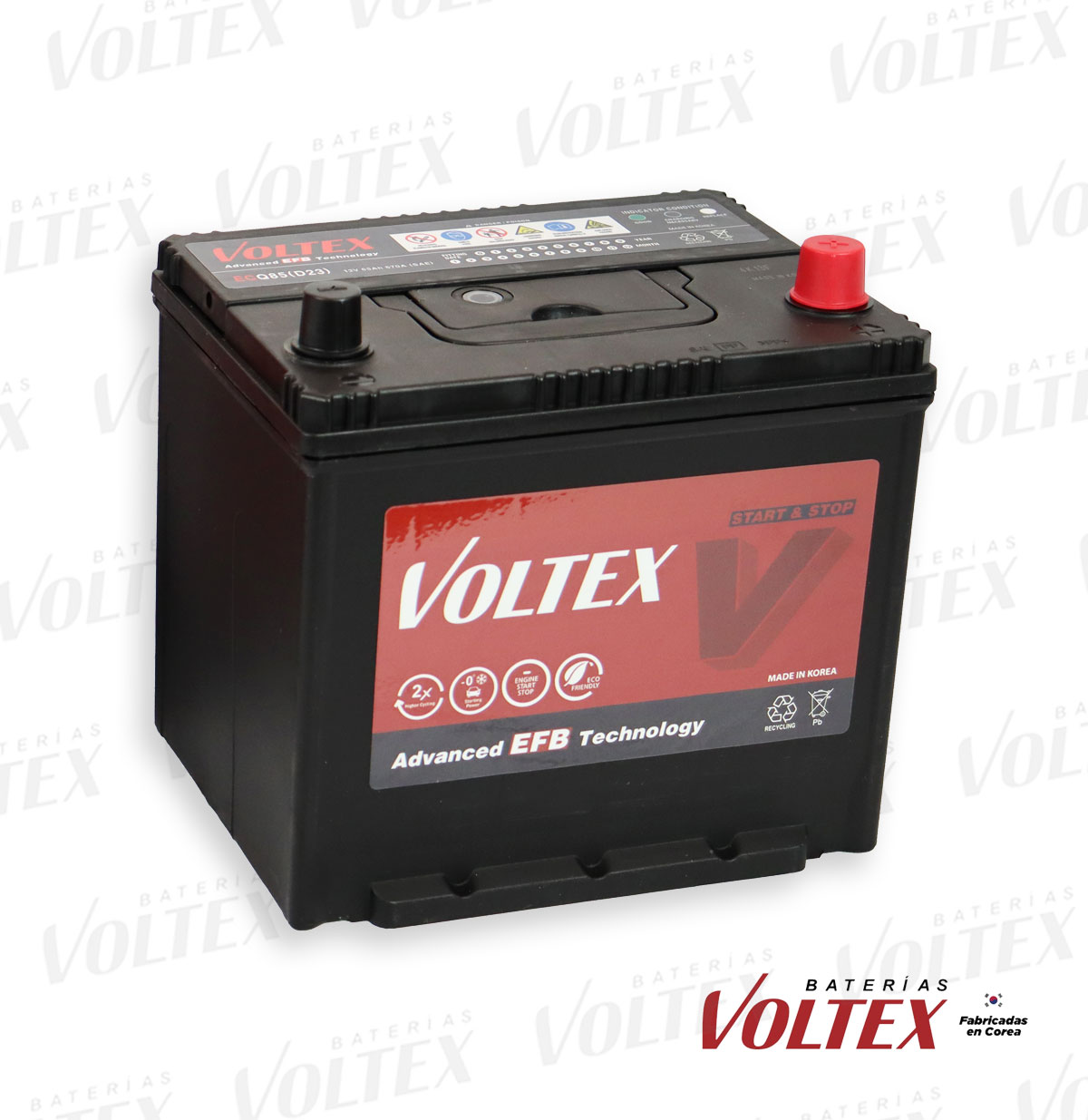 Batería Voltex Modelo ECQ85 (90D23L) – Baterías Voltex Perú